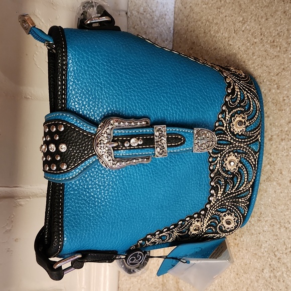 P & G Collection | Bags | New Western Purse Turquoise With Rhinestones ...